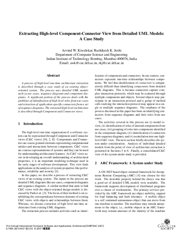 (PDF) Extracting High-level Component-Connector View from Detailed UML ...