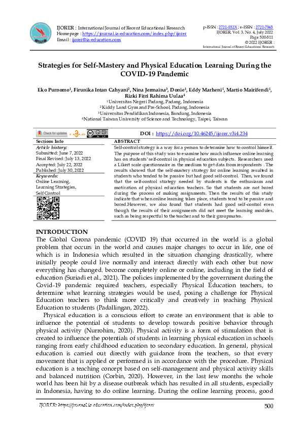 (PDF) Strategies for Self-Mastery and Physical Education Learning ...