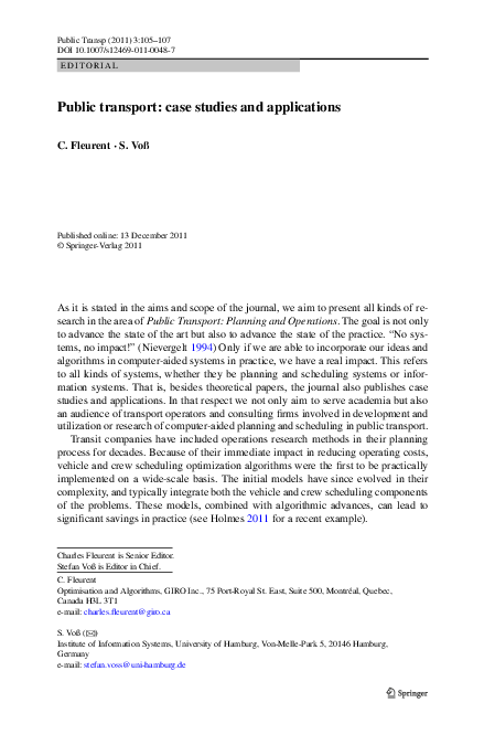 (PDF) Public transport: case studies and applications