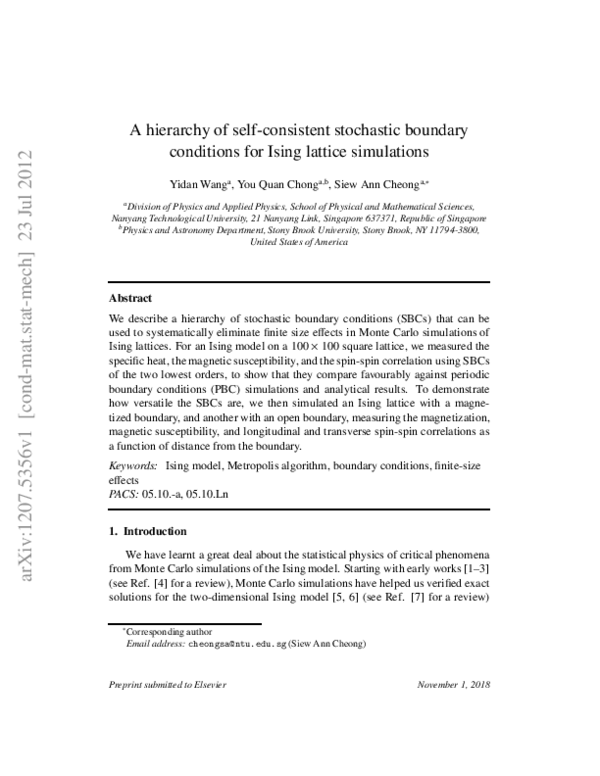 Pdf A Hierarchy Of Self Consistent Stochastic Boundary Conditions For Ising Lattice