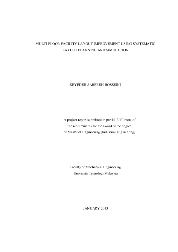 Pdf Multi Floor Facility Layout Improvement Using Systematic Layout Planning