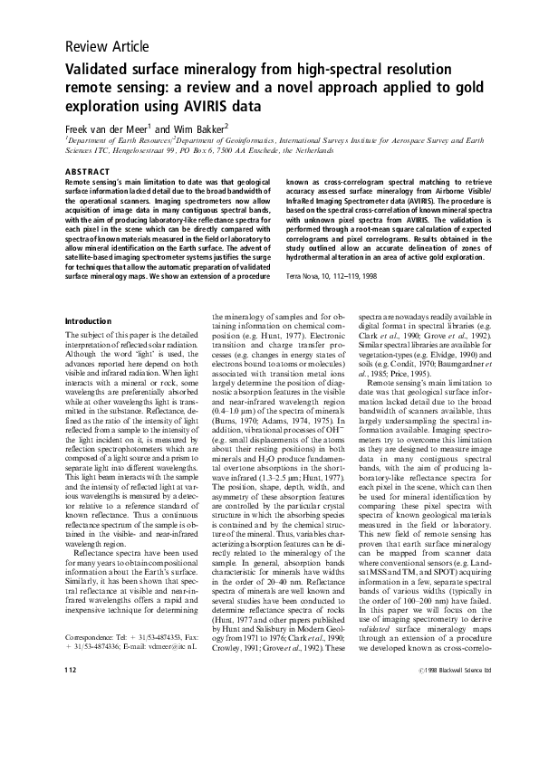 (PDF) Validated surface mineralogy from high-spectral resolution remote sensing: a review and a ...