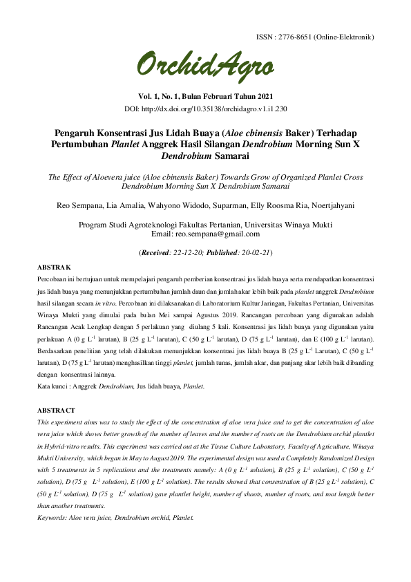 (PDF) Pengaruh Konsentrasi Jus Lidah Buaya (Aloe cbinensis Baker ...
