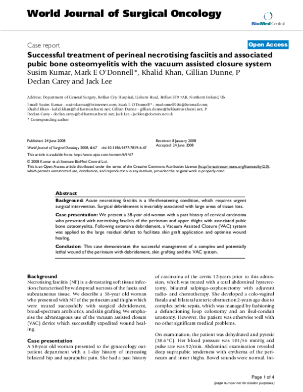 (PDF) Successful treatment of perineal necrotising fasciitis and ...
