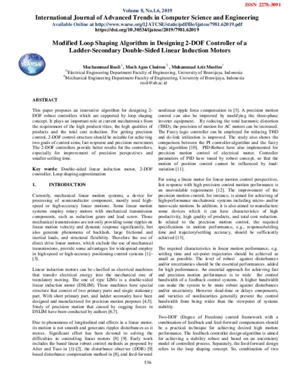 Pdf Modified Loop Shaping Algorithm In Designing 2 Dof Controller Of A Ladder Secondary Double