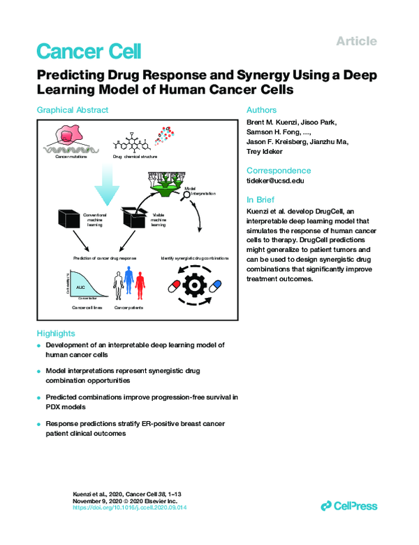 (PDF) Predicting Drug Response and Synergy Using a Deep Learning Model ...