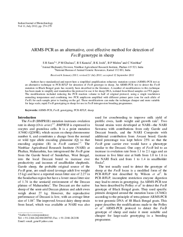 (PDF) ARMS-PCR as an alternative, cost effective method for detection ...