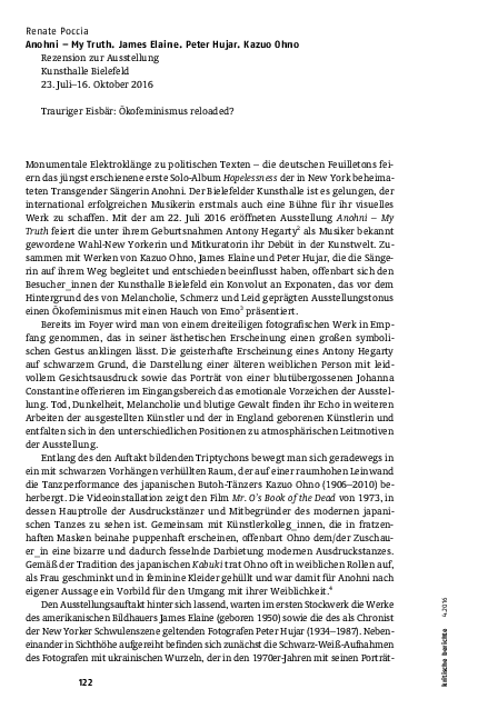 (PDF) Anohni – My Truth. James Elaine. Peter Hujar. Kazuo Ohno | Renate ...