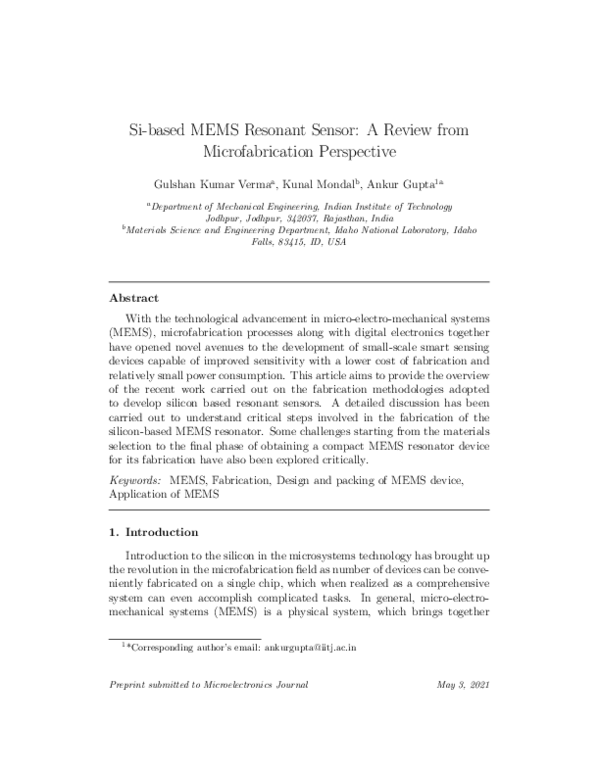 (PDF) Si-based MEMS resonant sensor: A review from microfabrication ...