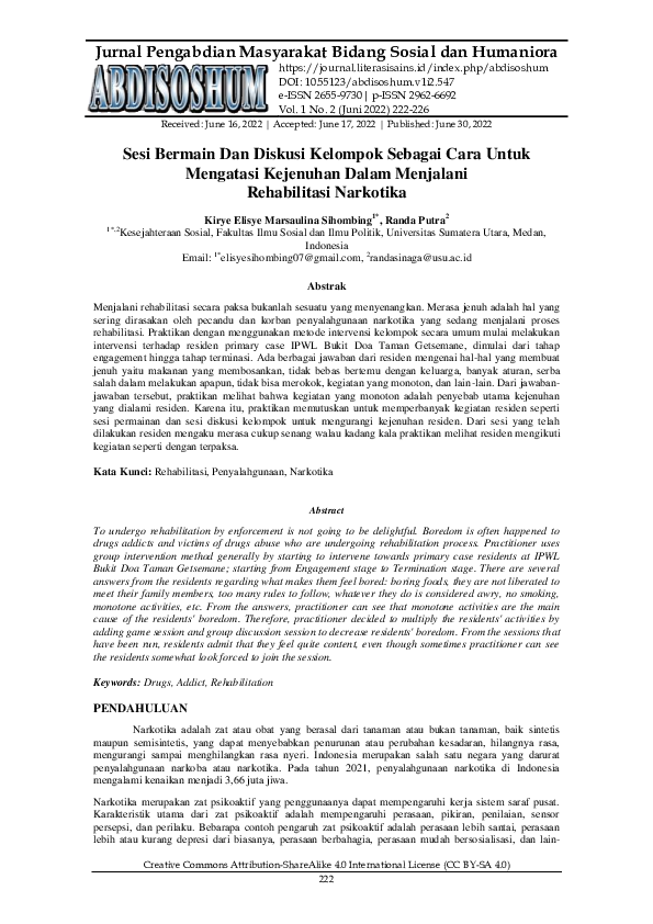 (PDF) Sesi Bermain Dan Diskusi Kelompok Sebagai Cara Untuk Mengatasi Kejenuhan Dalam Menjalani ...
