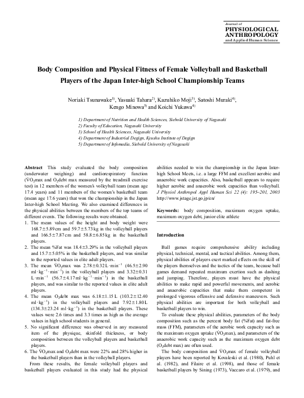 (PDF) Body Composition and Physical Fitness of Female Volleyball and ...