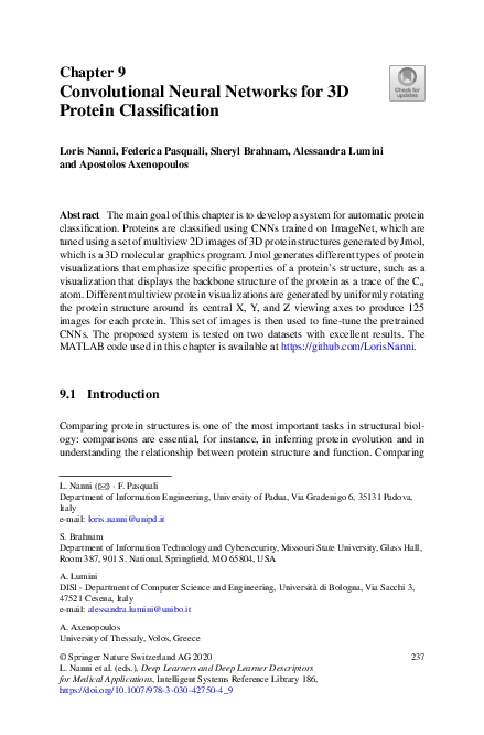 Pdf Convolutional Neural Networks For 3d Protein Classification