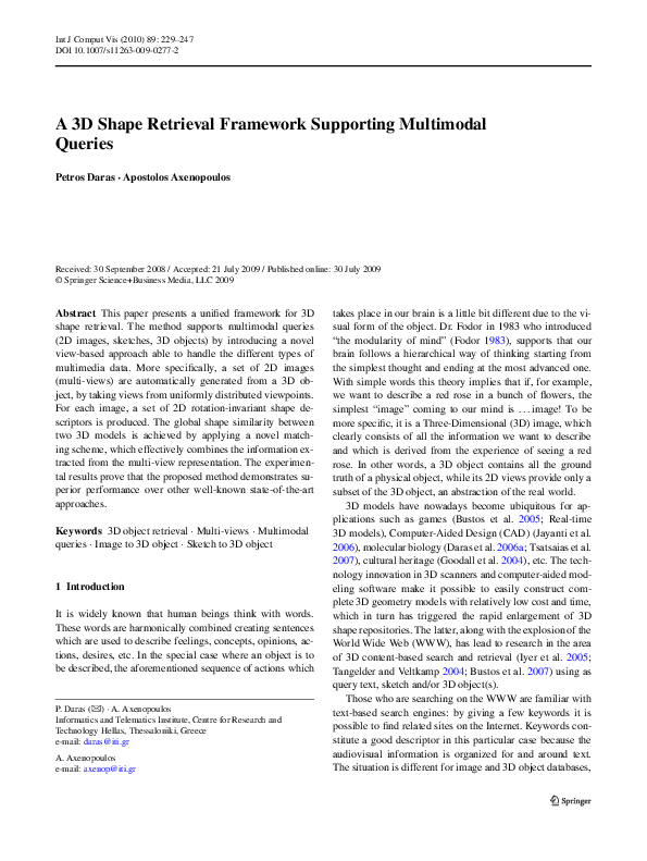 (PDF) A 3D Shape Retrieval Framework Supporting Multimodal Queries