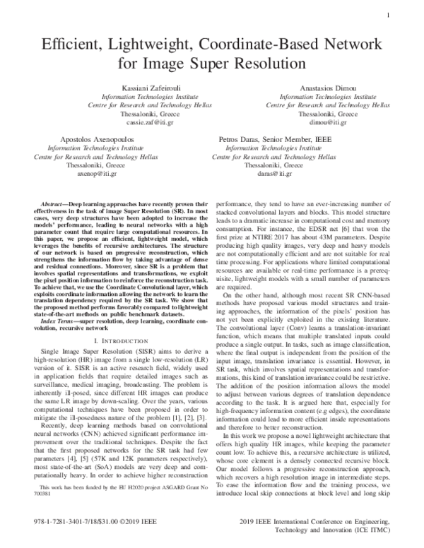 (PDF) Lightweight Coordinate-Based Model for Super Resolution