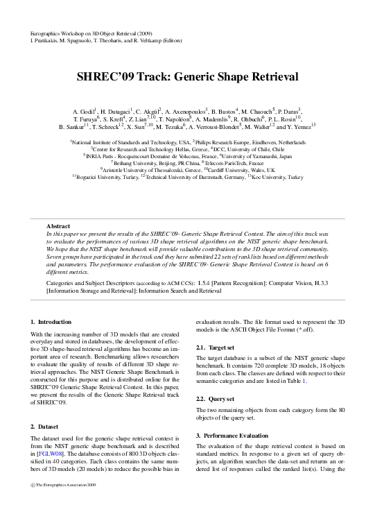 (PDF) SHREC'09 track: Generic shape retrieval