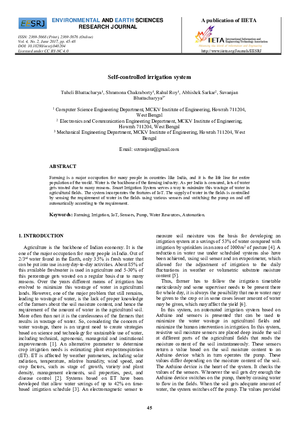 (PDF) Self-controlled irrigation system