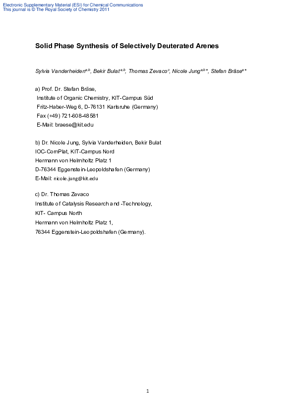 (PDF) Solid phase synthesis of selectively deuterated arenes
