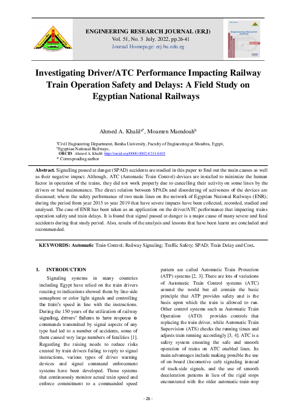 (PDF) Investigating Driver/ATC Performance Impacting Railway Train ...