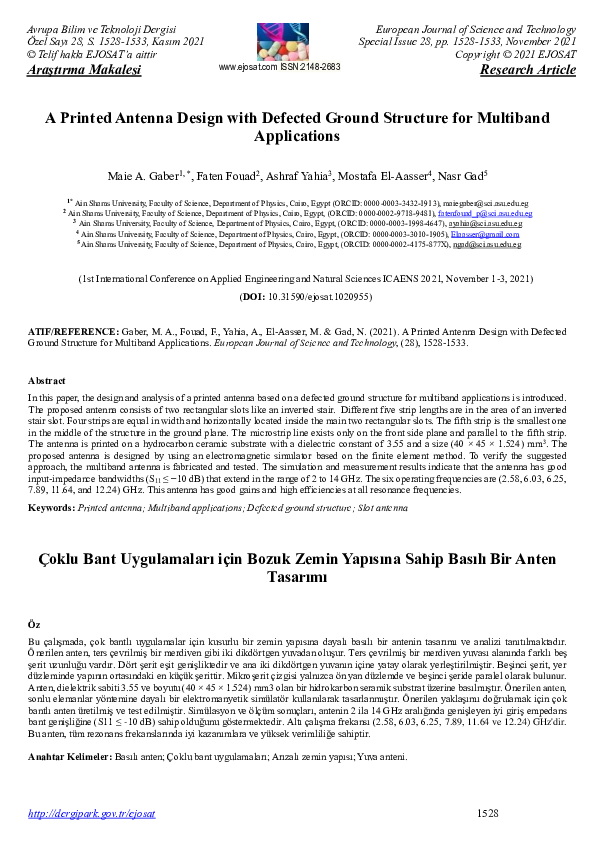 Pdf A Printed Antenna Design With Defected Ground Structure For Multiband Applications