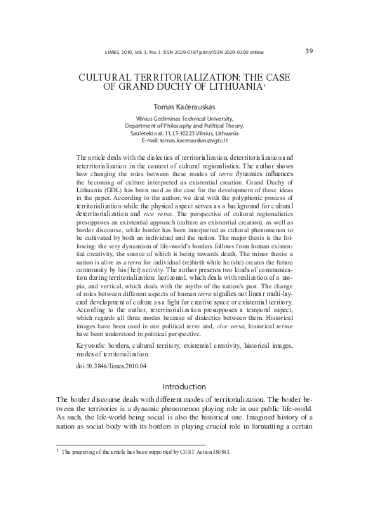 (PDF) Cultural territorialization: The case of Grand Duchy of Lithuania