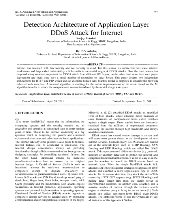 Pdf Detection Architecture Of Application Layer Ddos Attack For Internet 4183