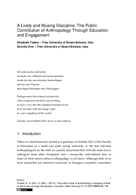 (PDF) A lively and musing discipline: The public contribution of ...