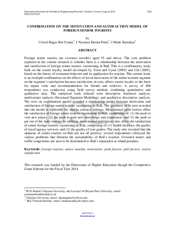 (PDF) Confirmation on the Motivation and Satisfaction Model of Foreign ...