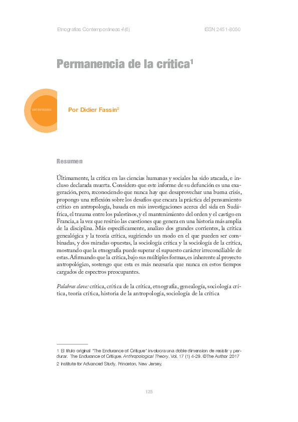 (PDF) Permanencia de la crítica