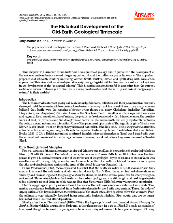 (PDF) The Historical Development of the Old-Earth Geological Timescale