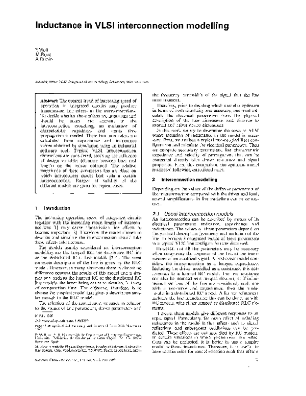 Pdf Evaluating Inductance In Vlsi Interconnections