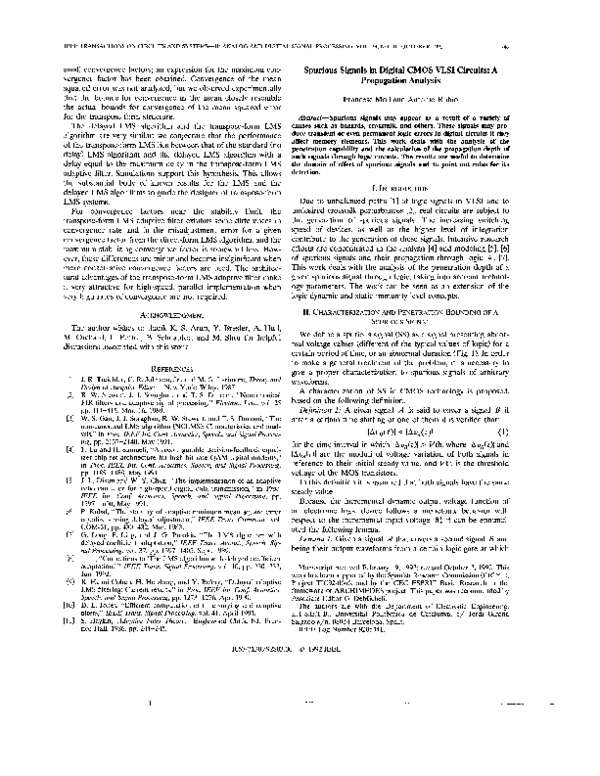 Pdf Spurious Signals In Digital Cmos Vlsi Circuits A Propagation Analysis A Rubio