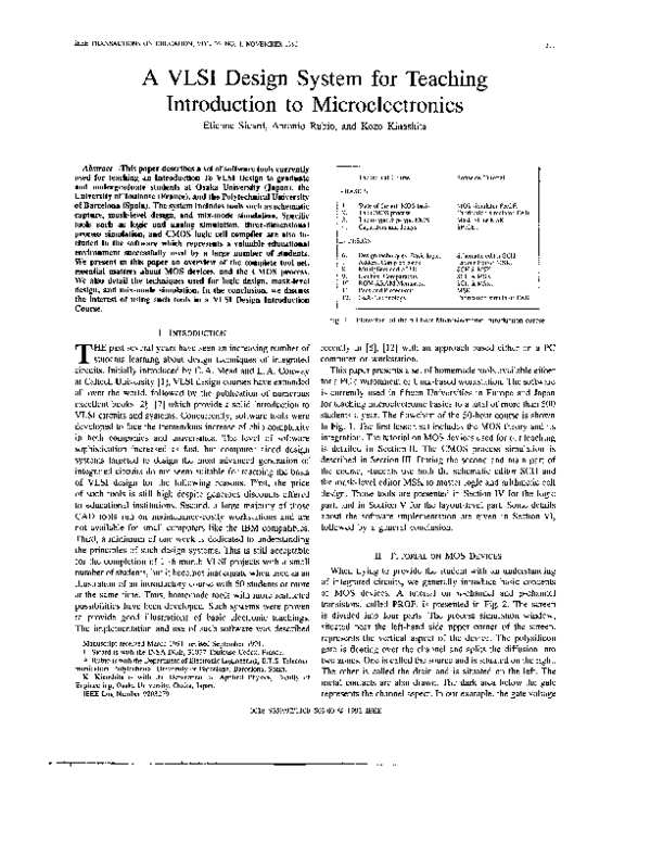 (PDF) A VLSI design system for teaching introduction to microelectronics