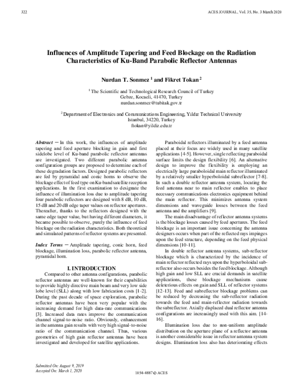 (PDF) Influences of Amplitude Tapering and Feed Blockage on the ...