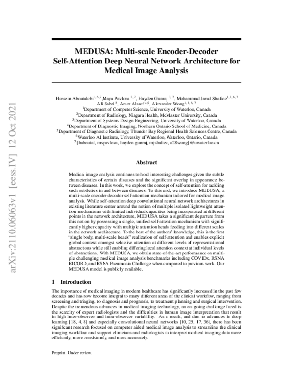 Pdf Medusa Multi Scale Encoder Decoder Self Attention Deep Neural Network Architecture For