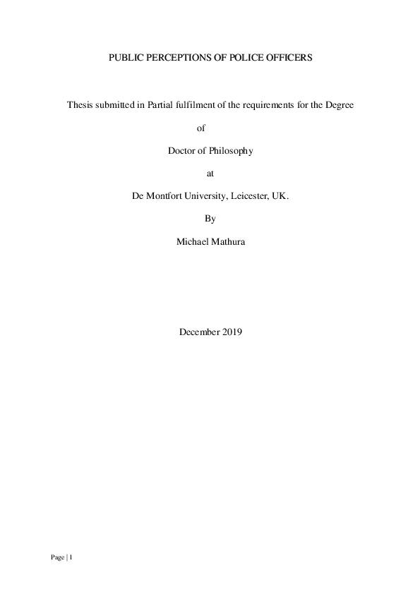 (PDF) Public Perception of Police Officers