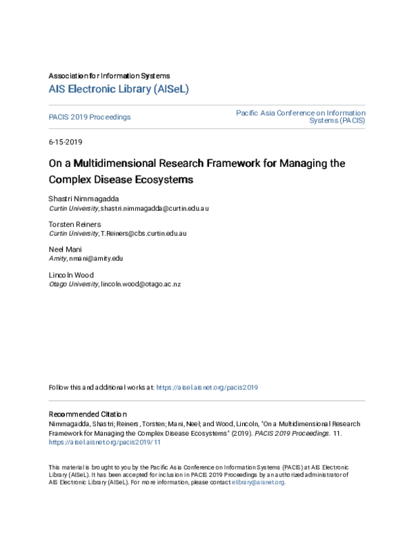 (PDF) On a Multidimensional Research Framework for Managing the Complex ...