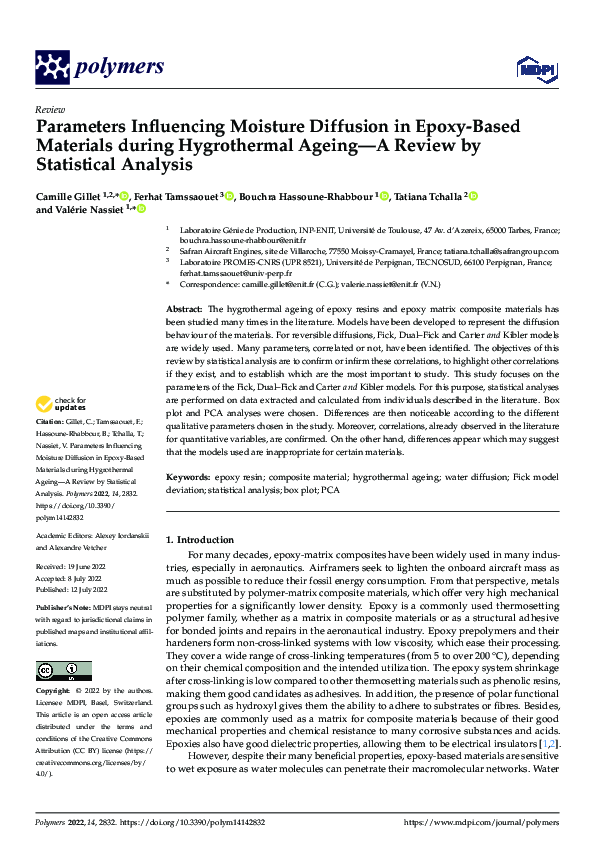 (PDF) Parameters Influencing Moisture Diffusion in Epoxy-Based Materials during Hygrothermal ...