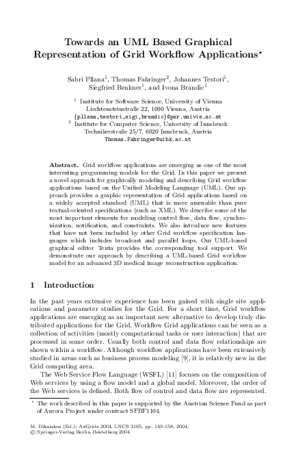 Pdf Towards An Uml Based Graphical Representation Of Grid Workflow