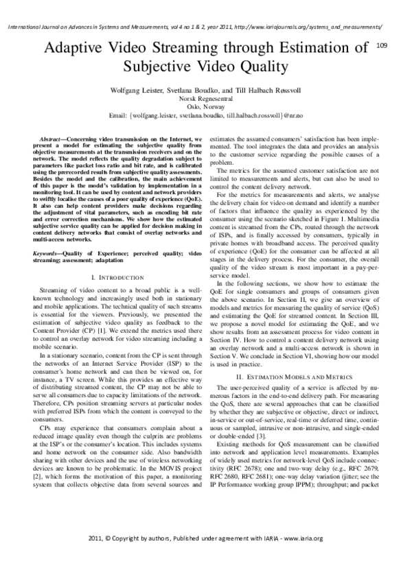 (PDF) Adaptive video streaming through estimation of subjective video ...