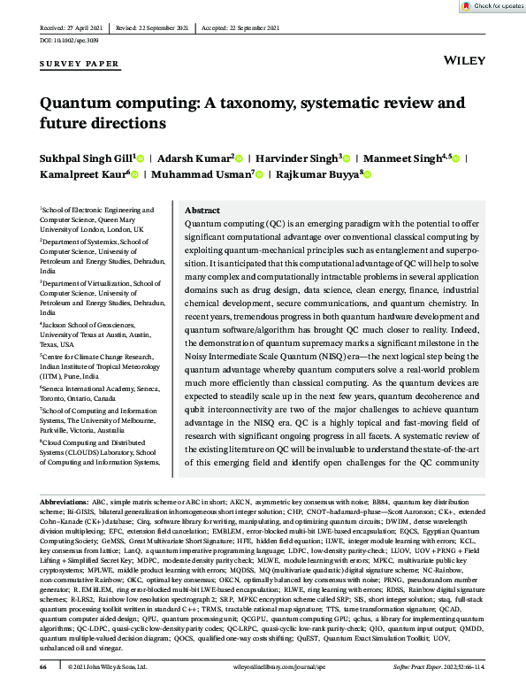 (PDF) Quantum computing: A taxonomy, systematic review and future ...