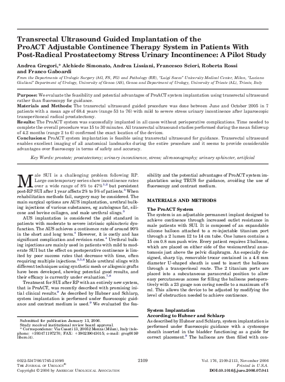 (PDF) Transrectal Ultrasound Guided Implantation of the ProACT ...