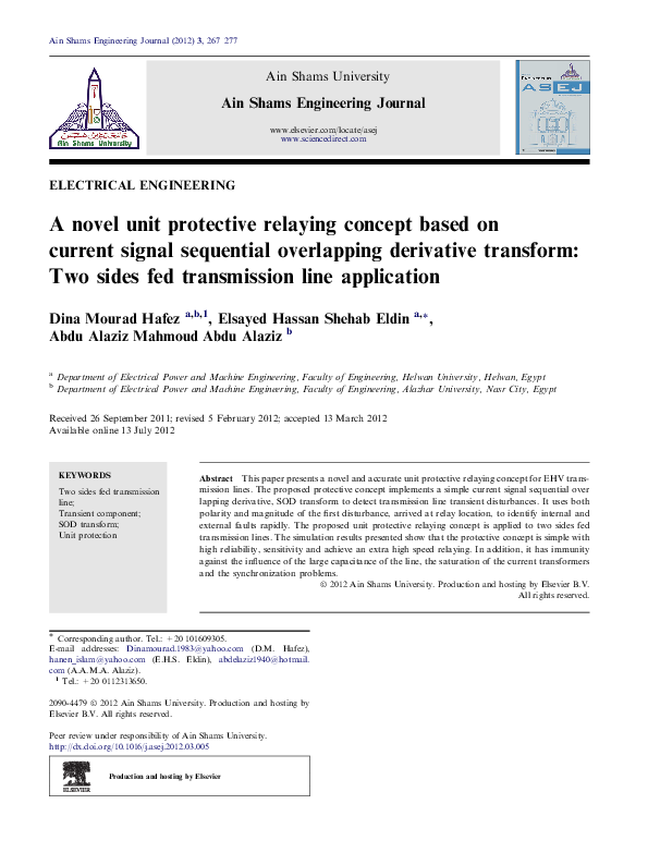 (PDF) A novel unit protective relaying concept based on current signal ...