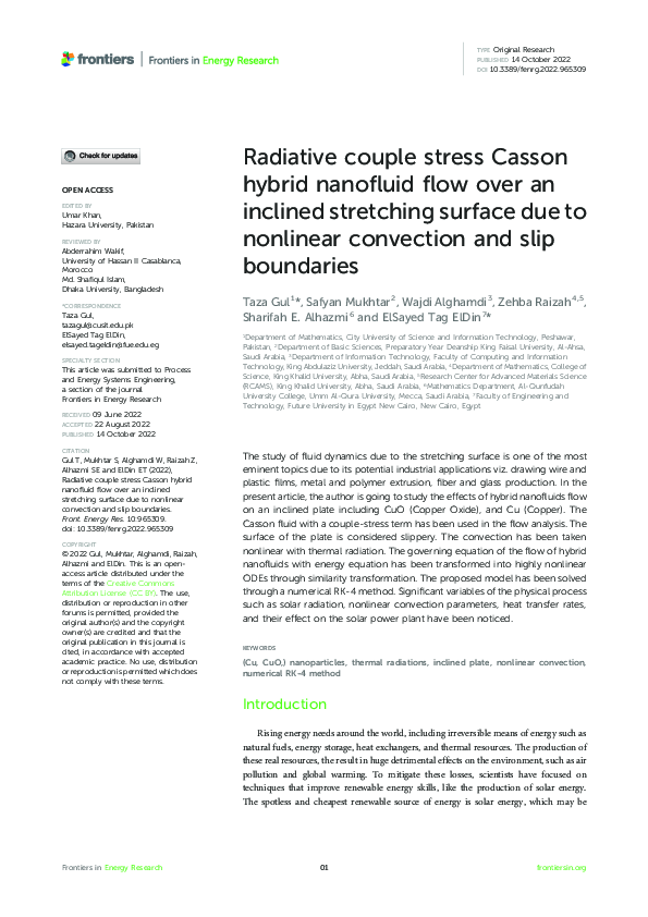(PDF) Radiative couple stress Casson hybrid nanofluid flow over an inclined stretching surface ...