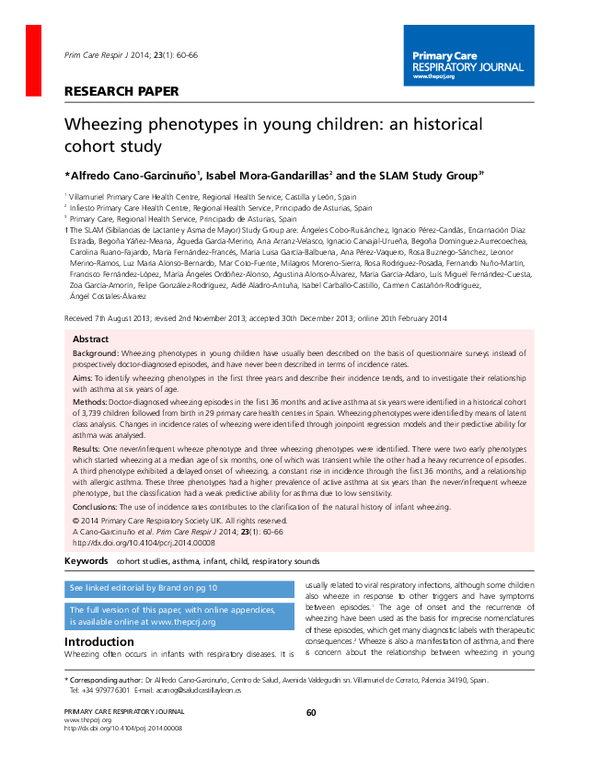 (PDF) Wheezing phenotypes in young children: an historical cohort study
