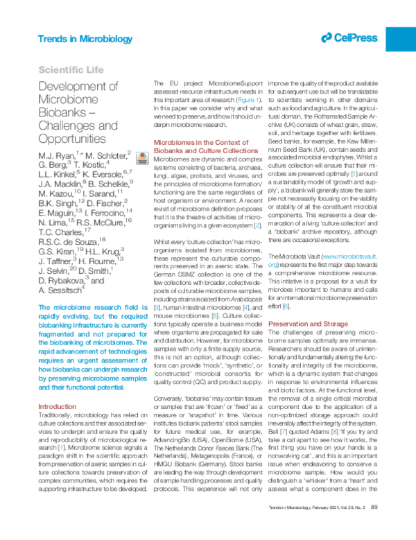 (PDF) Development of Microbiome Biobanks – Challenges and Opportunities ...