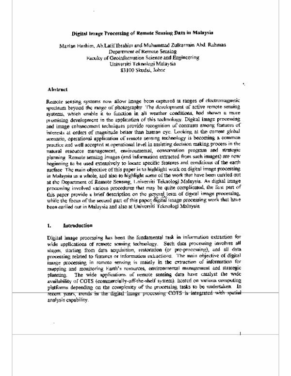 (PDF) Digital image processing of remote sensing data in Malaysia | Muhammad Zulkarnain Abd ...