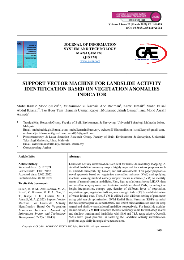 (PDF) Support Vector Machine for Landslide Activity Identification ...