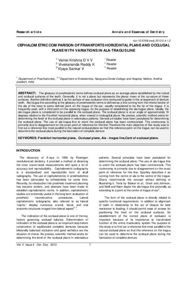 (PDF) Cephalometric study of the position of ala-tragus line in ...