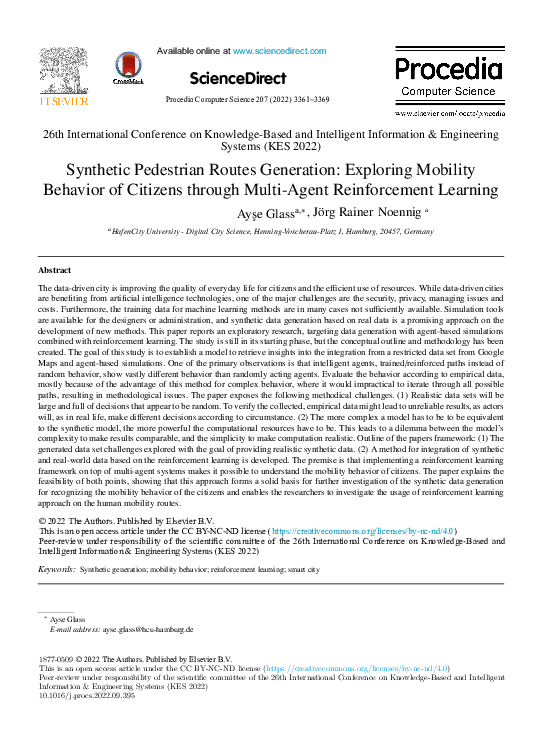 Pdf Synthetic Pedestrian Routes Generation Exploring Mobility