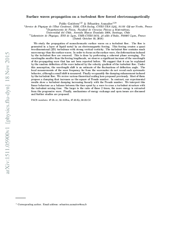(PDF) Surface waves propagation on a turbulent flow forced electromagnetically